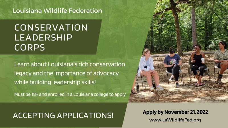 LOUISIANA WILDLIFE FEDERATION ACCEPTING APPLICATIONS FOR CONSERVATION LEADERSHIP CORPS | L ...